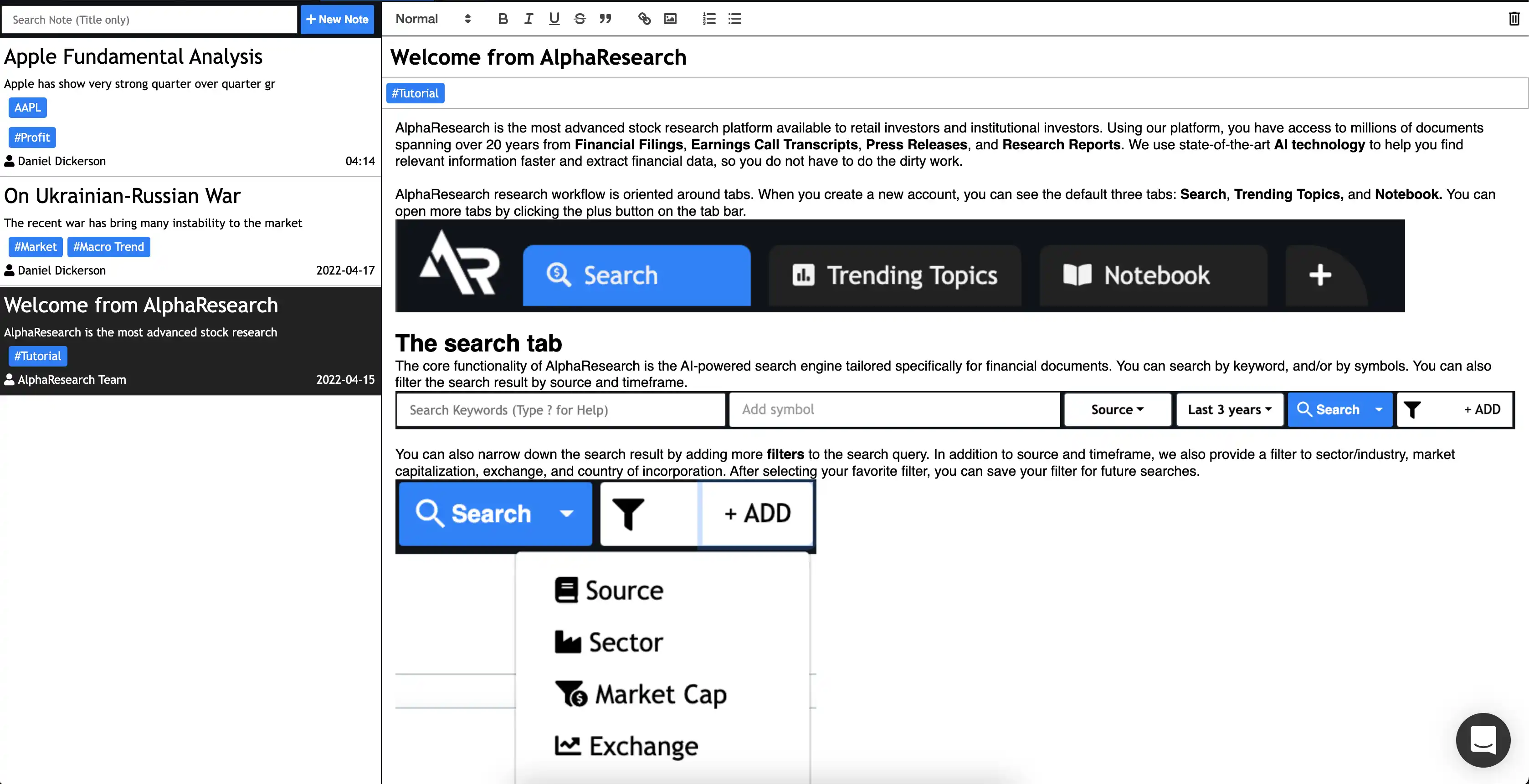 Alpha Research - The most powerful stock research platform.